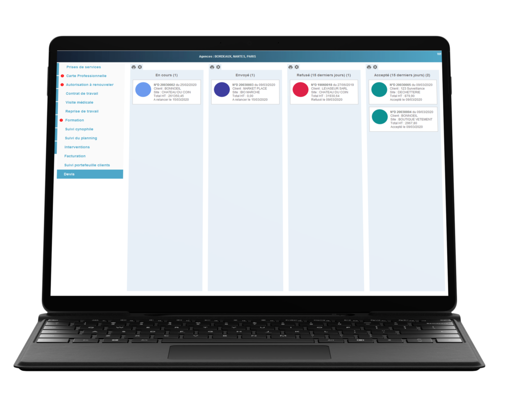 Module Devis - Logiciel Sécurité privée - Withtime Sécurité